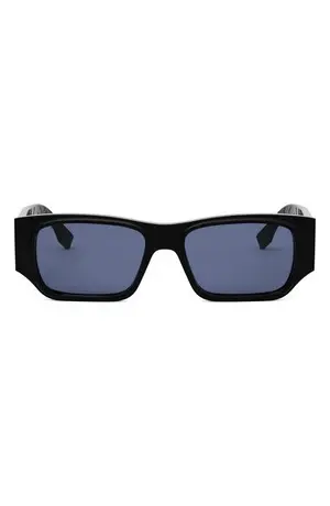 Fendi Ff Squared Rectangular Sunglasses - Shiny Black/blue