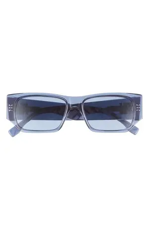Fendi Ff Squared Rectangular Sunglasses - Shiny Blue /blue