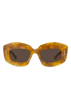 Loewe Loewe Anagram 49mm Small Rectangular Sunglasses Havana/other/brown