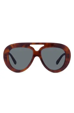 Loewe Curvy 55mm Gradient Pilot Sunglasses - Blonde Havana/blue