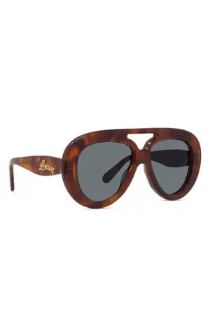 Loewe Curvy 55mm Gradient Pilot Sunglasses - Blonde Havana/blue