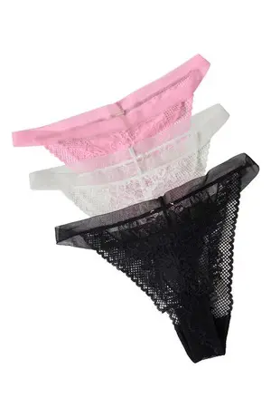 Free People Reya Ed 3-pack Lace Bikini Briefs - Assort