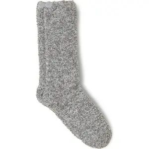 Barefoot Dreams Cozychic Heathered Crew Socks - Moonbeam/white
