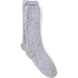 Barefoot Dreams Cozychic Heathered Crew Socks - Oyster/white