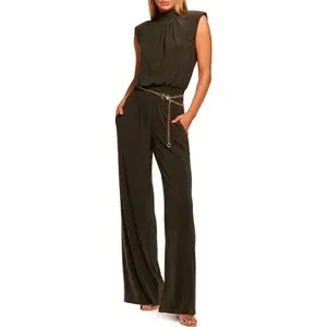 Ramy Brook Dani Shirred Neck Sleeveless Jumpsuit - Deep Olive