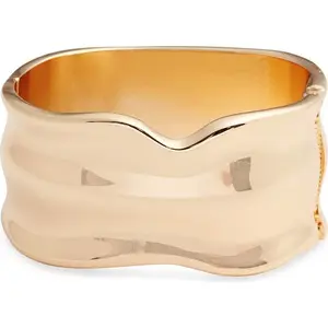 OPEN EDIT Molten Wide Hinged Cuff Bracelet - Gold
