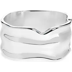 OPEN EDIT Molten Wide Hinged Cuff Bracelet - Silver