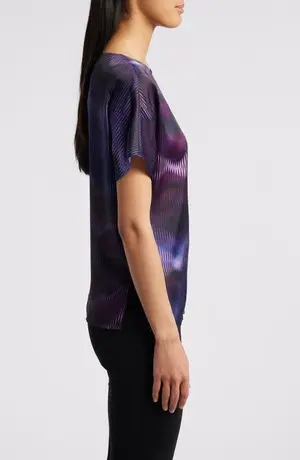 Anne Klein Abstract Print Short Sleeve Top