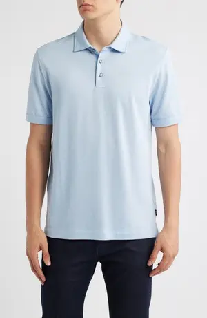 BOSS Press Lyocell & Cotton Polo - Light Blue