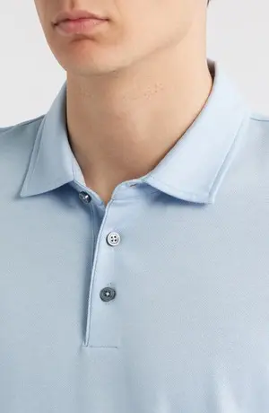BOSS Press Lyocell & Cotton Polo - Light Blue