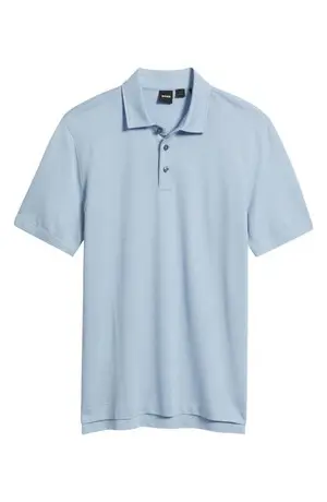 BOSS Press Lyocell & Cotton Polo - Light Blue