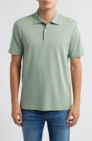 BOSS Press Lyocell & Cotton Polo Light Green