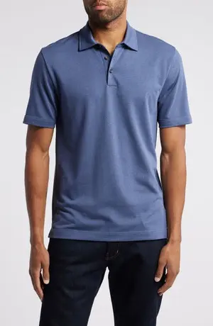 BOSS Press Lyocell & Cotton Polo Navy