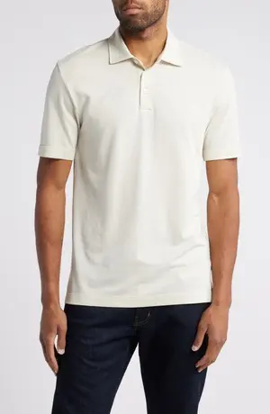 BOSS Press Lyocell & Cotton Polo Off White