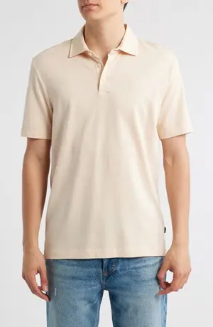BOSS Press Lyocell & Cotton Polo Open Beige