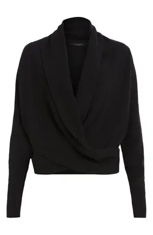 ALLSAINTS Wasson Pirate Wrap Merino Wool Cardigan - Black