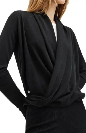 ALLSAINTS Wasson Pirate Wrap Merino Wool Cardigan - Black