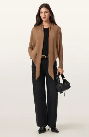 ALLSAINTS Wasson Pirate Wrap Merino Wool Cardigan - Camel Brown