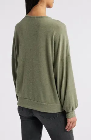 Loveappella Lace-up Knit Top - Olive