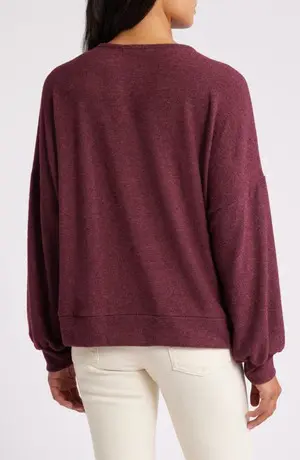 Loveappella Lace-up Knit Top - Plum