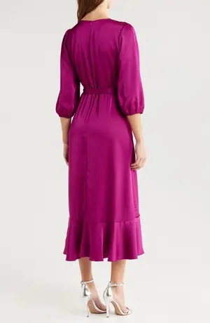 Sam Edelman Faux Wrap Satin Maxi Dress