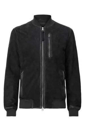 ALLSAINTS Kemble Suede Bomber Jacket - Black