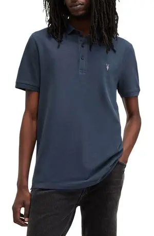 ALLSAINTS Reform Cotton Piqué Polo Garnet Blue