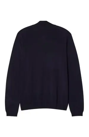 Robert Talbott Eastwood Quarter Zip Pullover - Navy With Gray Tipping