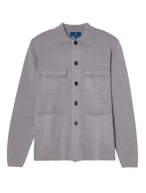 Robert Talbott Landon Merino Wool Sweater Jacket - Light Gray