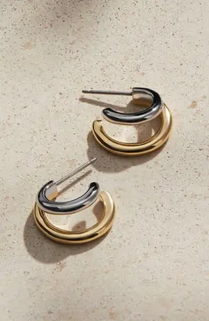 ANA LUISA Double Hoop Earrings - Two Tone