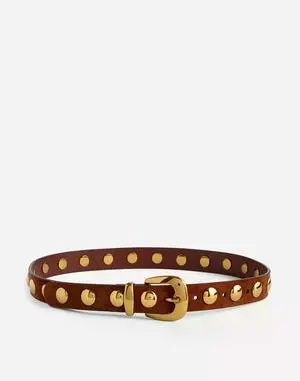 Madewell Studded Western Suede Belt - Soft Mahogany