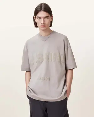 ALLSAINTS Biggy Oversized Logo Print T-shirt Brown