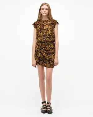 ALLSAINTS Hali Animal Print Ruffle Mini Dress