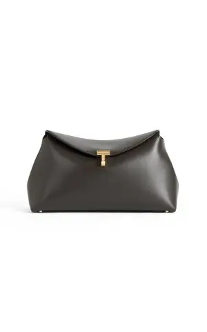 TOTEME T-lock Leather Clutch - Brown