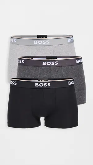 BOSS Stretch Cotton 3 Pack Trunks - Grey