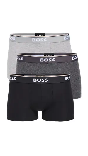 BOSS Stretch Cotton 3 Pack Trunks - Grey