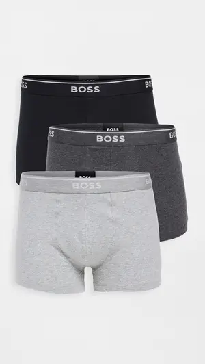 BOSS Classic Cotton 3 Pack Trunks - Grey