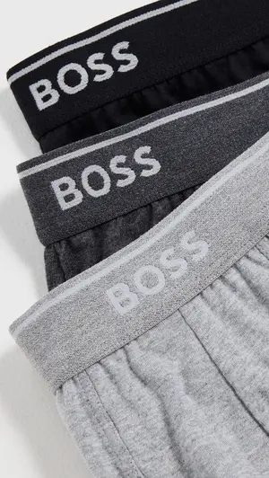 BOSS Classic Cotton 3 Pack Trunks - Grey