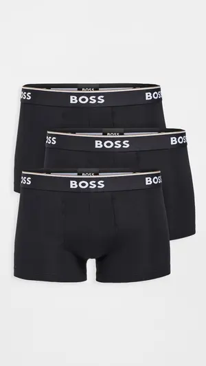 BOSS Stretch Cotton 3 Pack Trunks - Black