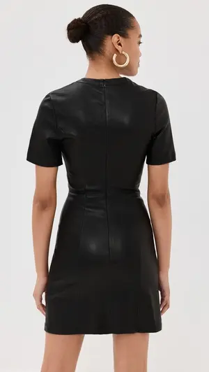 Rabanne Lambskin Gathered Short Dress - Black