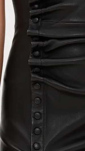 Rabanne Lambskin Gathered Short Dress - Black