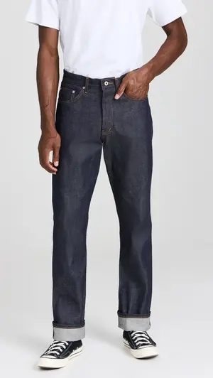 Naked & Famous Denim True Guy Dirty Fade Selvedge Jeans - Indigo/white