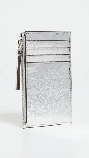 Tory Burch Kira Metallic Diamond Quilt Zip Card Case