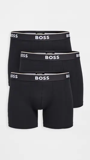 BOSS Stretch Cotton Boxer Briefs 3 Pack - Black