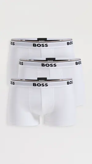 BOSS Stretch Cotton 3 Pack Trunks - White