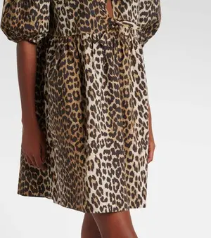 GANNI Leopard-print Mini Dress - Brown