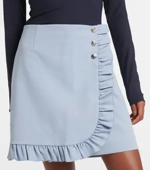 Tory Burch Ruffled Twill Miniskirt