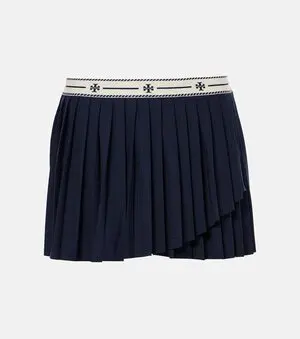 Tory Burch Pleated Jacquard Jersey Tennis Skirt - Blue