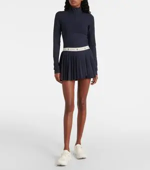 Tory Burch Pleated Jacquard Jersey Tennis Skirt