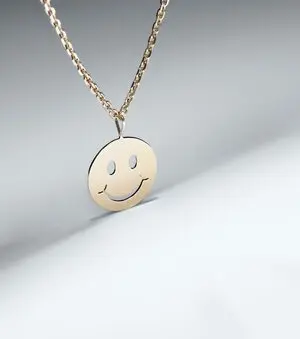SYDNEY EVAN Happy Face Charm Necklace - Gold